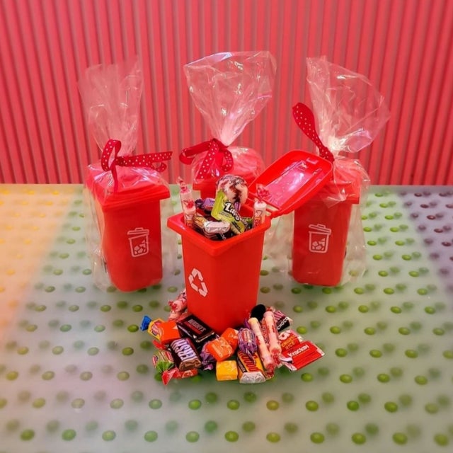 Recycling Bin filled with Candy – Sweets n' Such Candy Shop